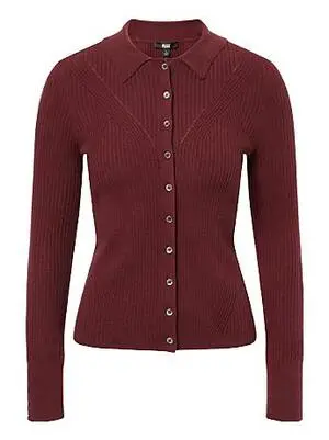 Paige Jayde Polo Knit Top - Oxblood