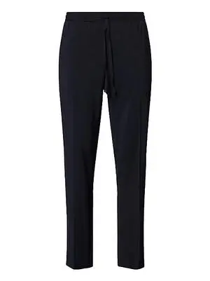 Corneliani Drawstring Straight-leg Wool Trousers - Navy Blue