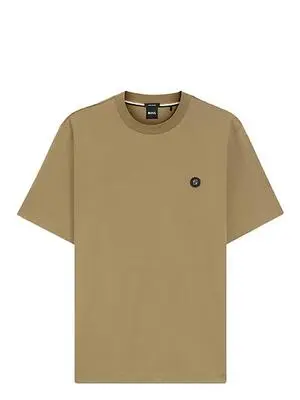 BOSS Brand-appliqué Regular-fit Cotton-jersey T-shirt - Dark Beige