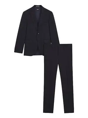 BOSS Pinstriped Regular-fit Wool Suit - Dark Blue