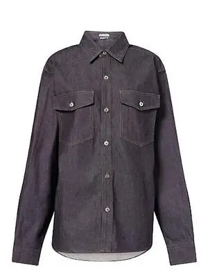 JW Anderson Patch-pocket Oversized Denim Shirt - Indigo