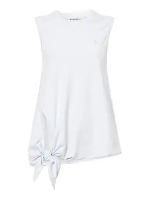 JW Anderson Pinstripe Cotton Tank Top With Knot Detail - White Light Blue