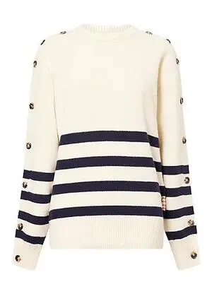 JW Anderson Buttoned-sleeve Breton Wool Jumper - Ivory