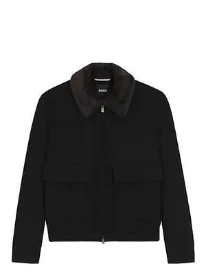 BOSS Faux-fur-collar Wool And Cashmere Coat - Black