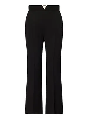 Valentino Garavani Straight-leg Wool Trousers With Logo Hardware - Nero