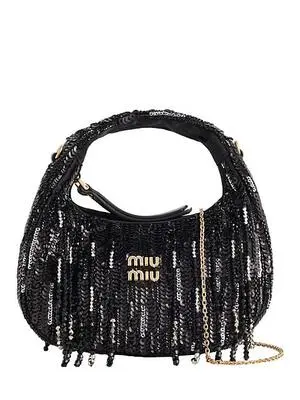 Miu Miu Wander Logo-plaque Sequin-embellished Handbag - Rosso