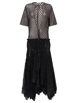 JW Anderson Multi-layer Woven Lace Maxi Dress - Black