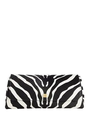 Khaite Audrey Zebra-print Pony Hair Leather Clutch - Black / White