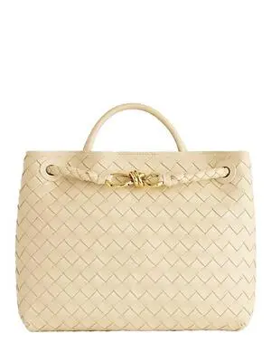Bottega Veneta Andiamo Intrecciato Medium Leather Bag - Tufo Muse Brass