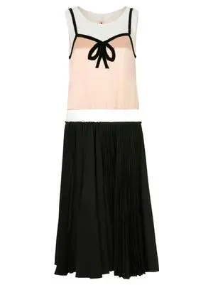 Marni Bow Pleated Midi Dress - Black