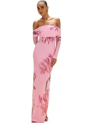 PatBO Honey Flower Tulle Maxi Dress - Pink