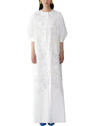 Carolina Herrera Embroidered Button-front Gown - White