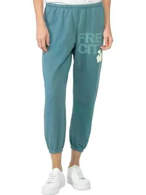 FREECITY Logo Print Sweatpants - Blue