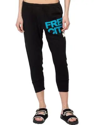 FREECITY Logo-print Cropped Sweatpants - Black