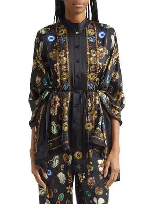 Camilla Amulets & Alchemy Print Silk Satin Shirt - Amulets And Alchemy