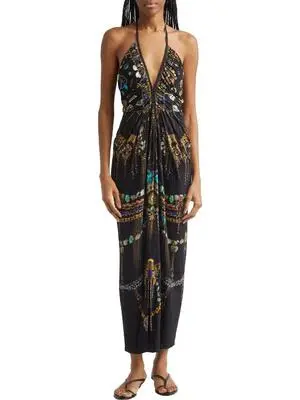 Camilla Amulets & Alchemy Print Gathered Jersey Halter Neck Dress - Amulets And Alchemy