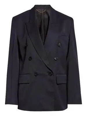 VICTORIA BECKHAM Tailored Double Breasted Check Wool Blend Jacket
