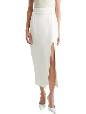 Victoria Beckham Front Slit Midi Skirt - Ivory