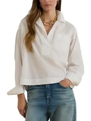Ralph Lauren Cotton Popover Top - White