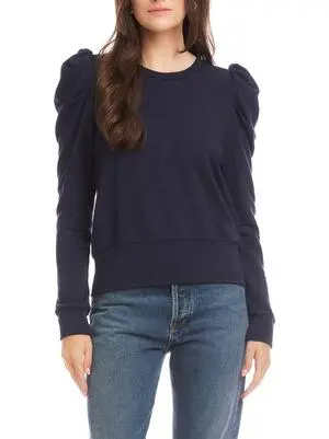 Fifteen Twenty Leila Puff Shoulder Top - Navy