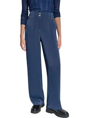 Dkny Topstitch Straight Leg Pants - Hudson Blue