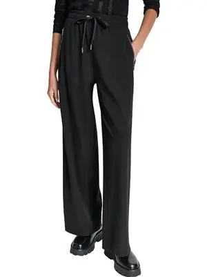 Dkny Wide Leg Pull-on Pants - Black