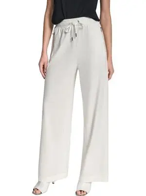 Dkny Wide Leg Pull-on Pants - Ivory