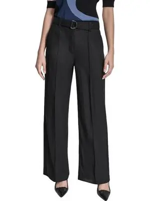 Dkny Belted Wide-leg Trousers - Black
