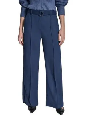 Dkny Belted Wide-leg Trousers - Hudson Blue