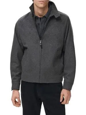 Mango Wool Blend Melton Jacket - Grey