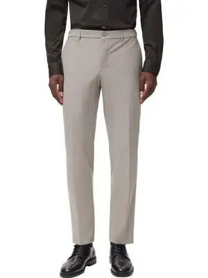 Mango Slim Fit Thermolite® Flat Front Trousers - Light/pastel Grey