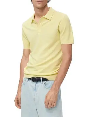 Mango Slim Fit Knit Polo - Neon Yellow