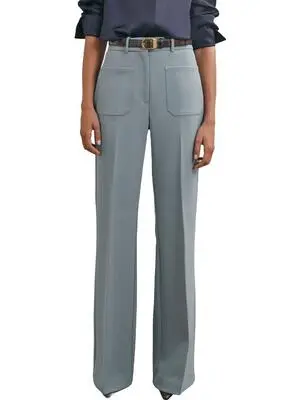 REISS Priya Flared Pants - Blue
