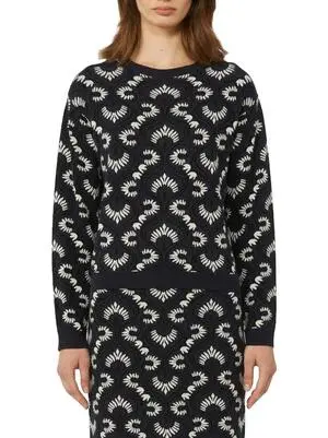 Max Mara Abstract Print Crewneck Sweater - Navy