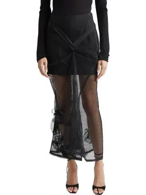 Victoria Beckham Basque Waist Mesh Skirt - Black