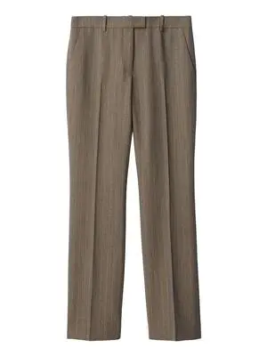 Burberry Striped Mouliné Wool Tailored Trousers - Brown