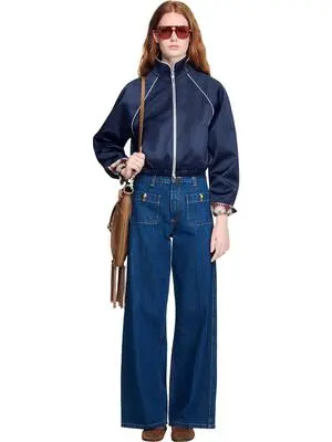 Sandro Raw Straight Patch Pocket Jeans Deep Blu