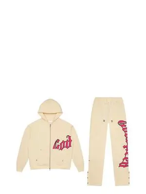 GODSPEED Og Logo Sweatsuit - Bone/pink