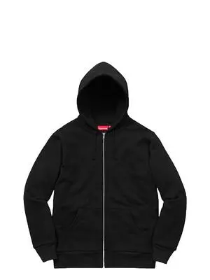 Supreme Rib Logo Zip Up Hoodie - Black