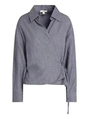 Vince Chambray Wrap Top - Navy