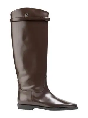 TOTEME Glossed-leather Knee Boots - Dark Brown