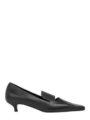 TOTEME Cutout Pebbled Leather Loafers - Black
