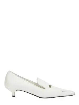 TOTEME Cutout Pebbled Leather Loafers - White
