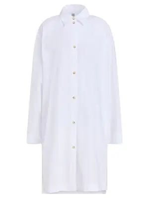 TOTEME Striped Cotton-jacquard Shirt Dress - Off-white