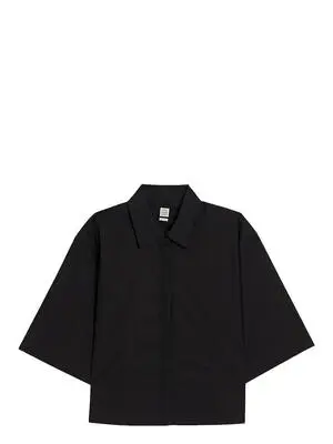 TOTEME Cropped Cotton-Poplin Shirt Black