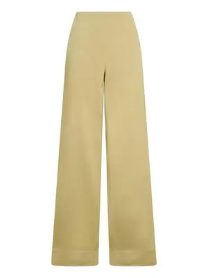 TOTEME Satin-Crepe Wide-Leg Pants Sage Green