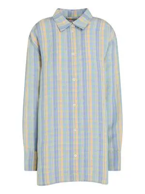 TOTEME Gingham Linen-blend Shirt - Light Blue