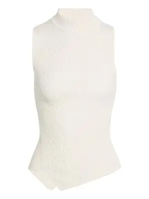 TOTEME Asymmetric Ribbed-knit Top - White
