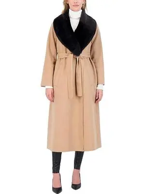Gorski Wool Coat With Shearling Lamb Collar - Camel/beige