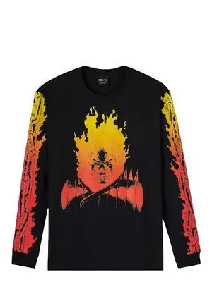 OVO Marvel Ghost Rider Longsleeve Tee Shirt - Black